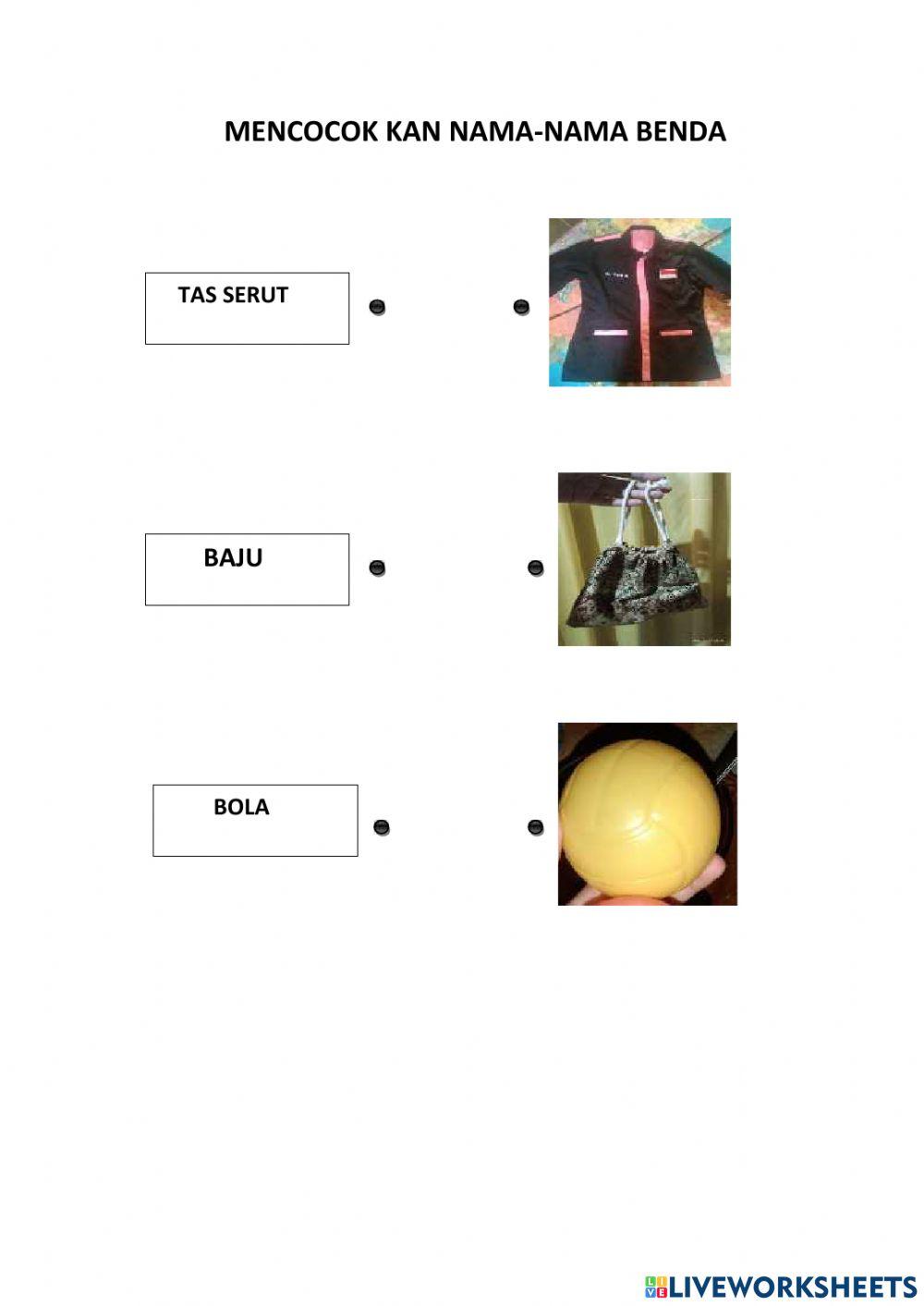 Benda worksheet for kelas 1 | Live Worksheets