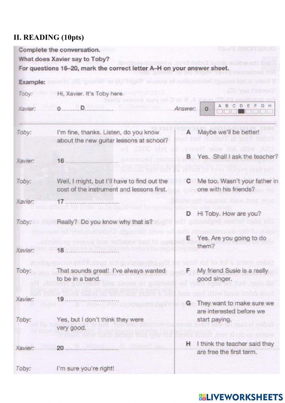 7c Exercise | Live Worksheets