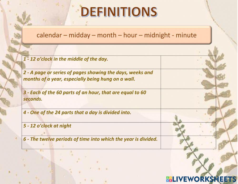 Time of a year worksheet | Live Worksheets