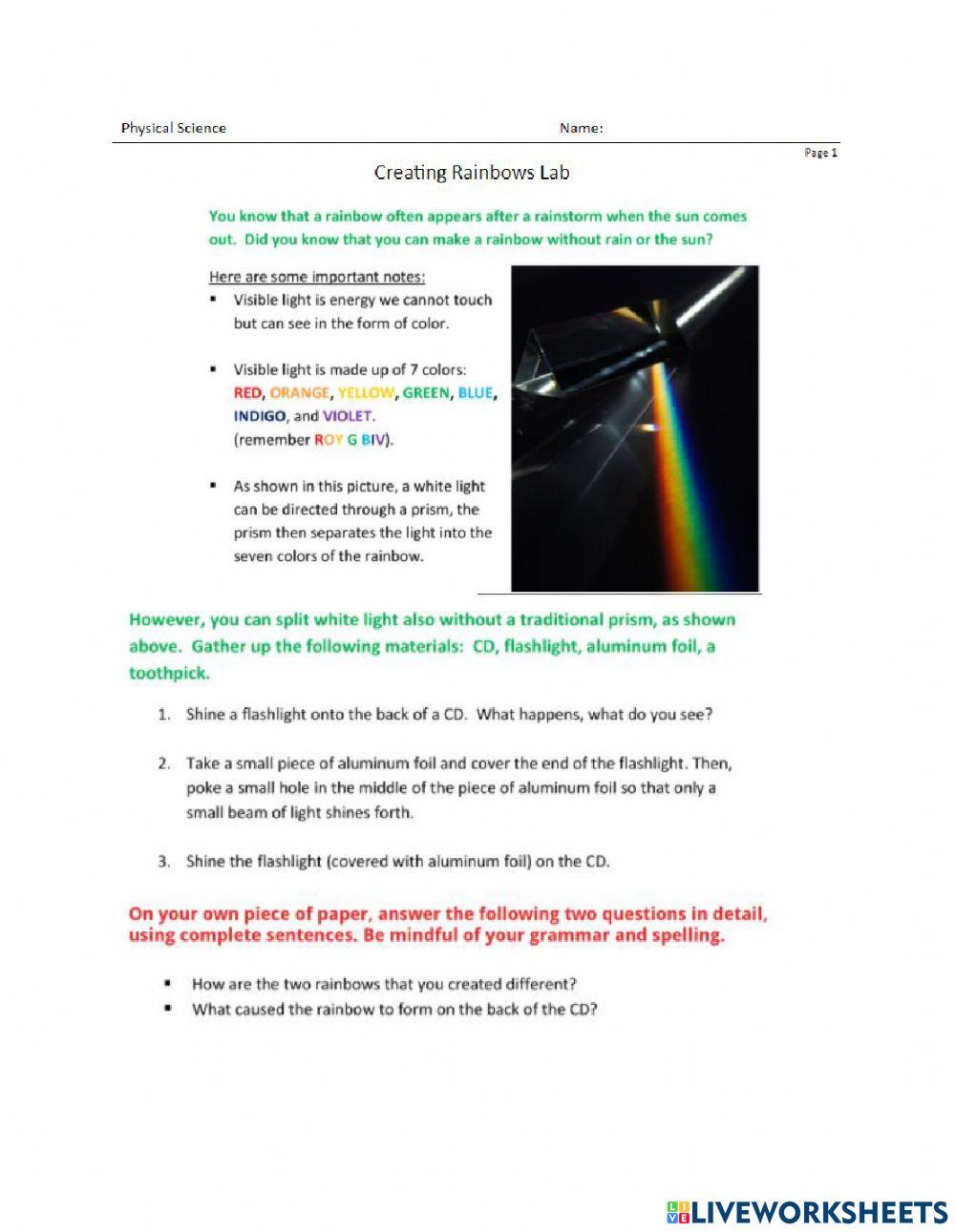 1740823 | Creating Rainbows Lab | Rebecca A Hill