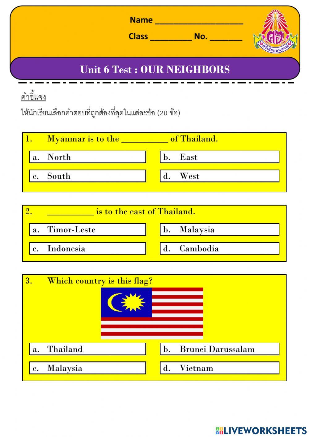 Test Unit 6 online pdf activity | Live Worksheets