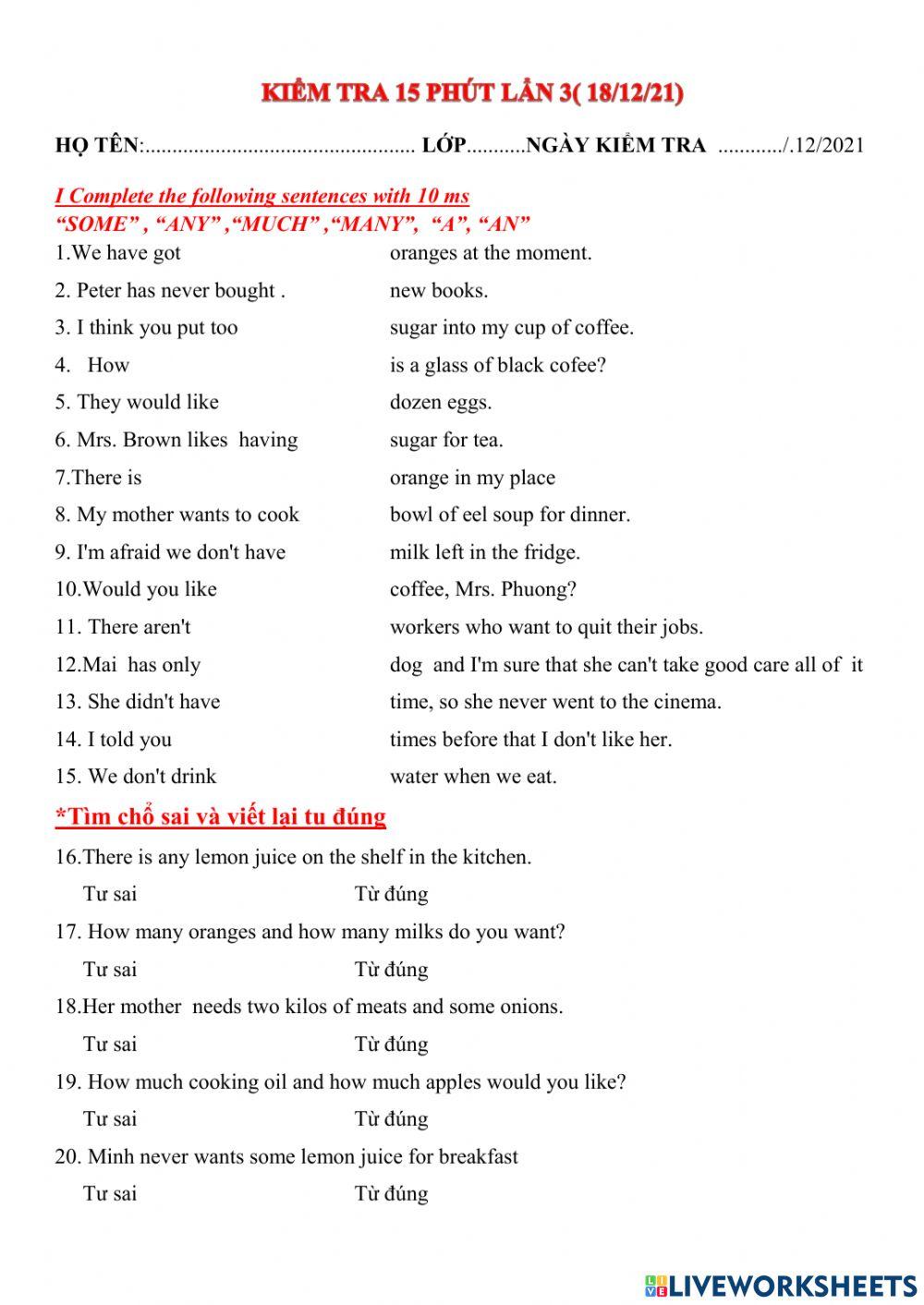 Test 15 lan 4 18-12 worksheet | Live Worksheets