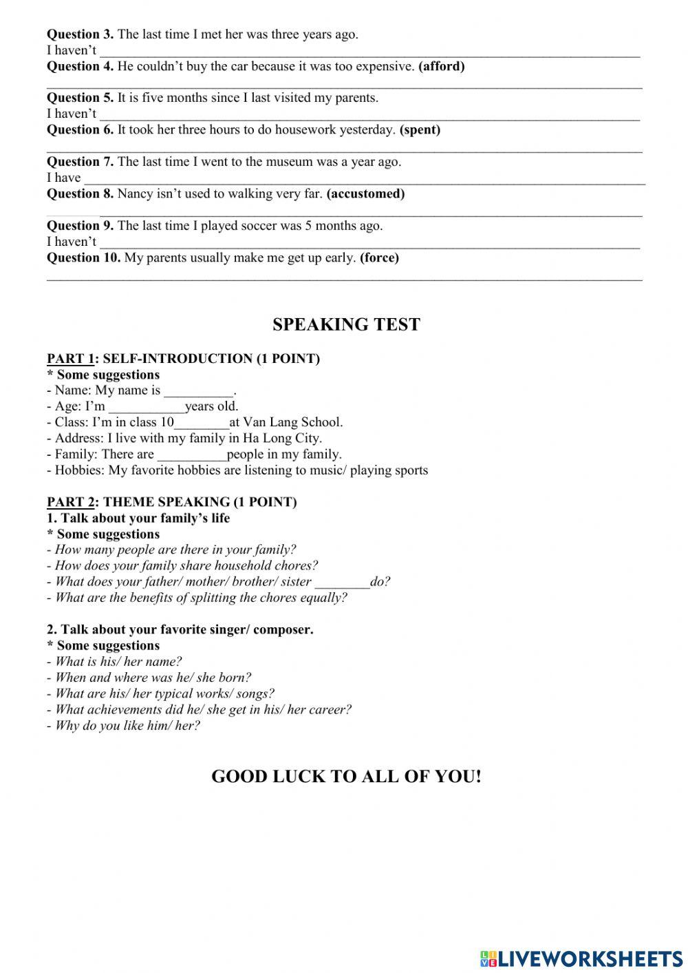 Final term revision worksheet | Live Worksheets