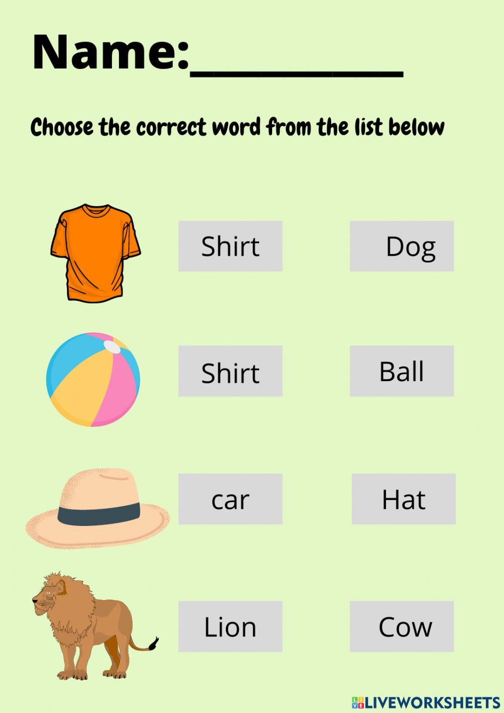 Choosing the correct words worksheet | Live Worksheets