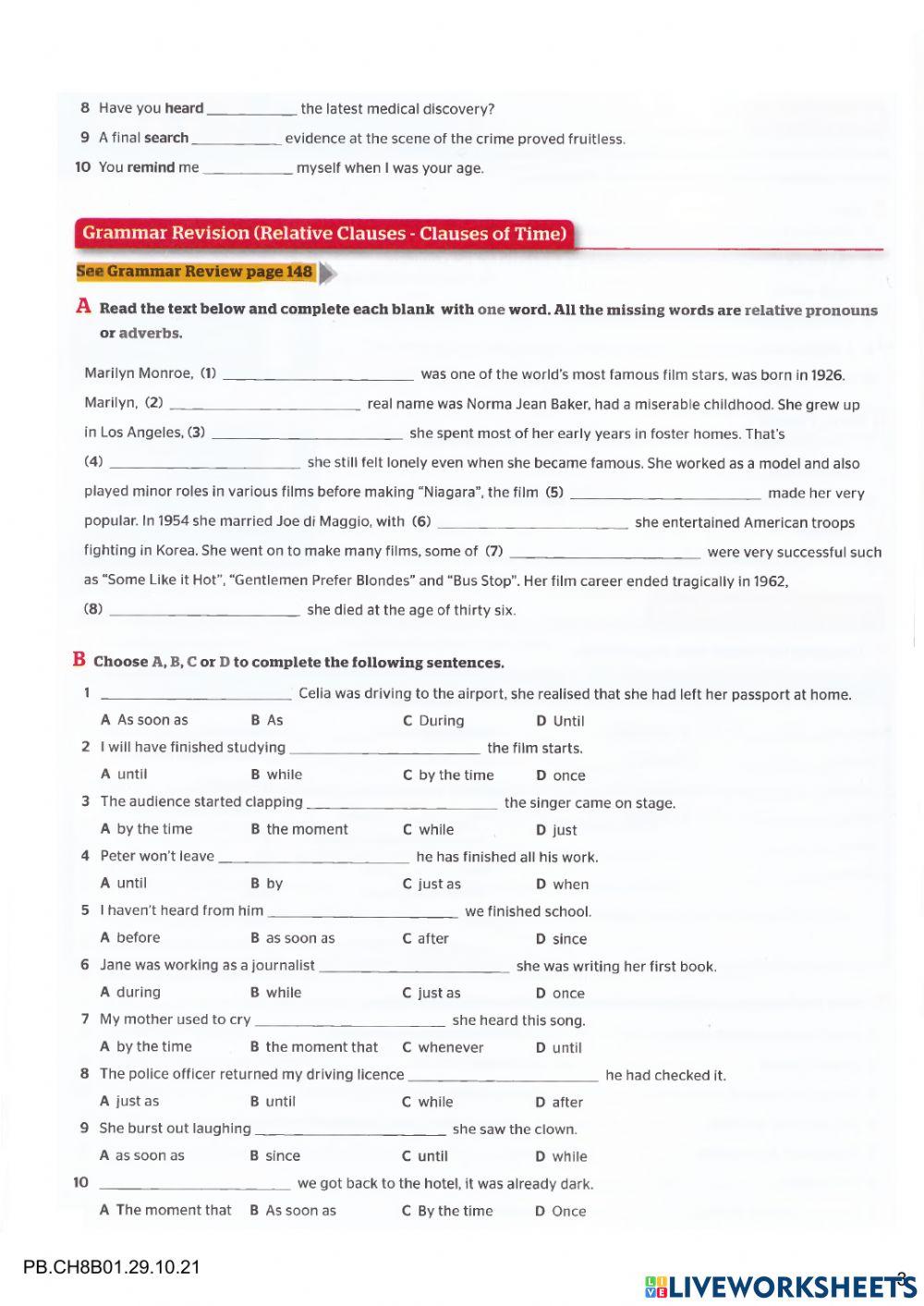 GR8. Advanced h… | Free Interactive Worksheets | 1741852