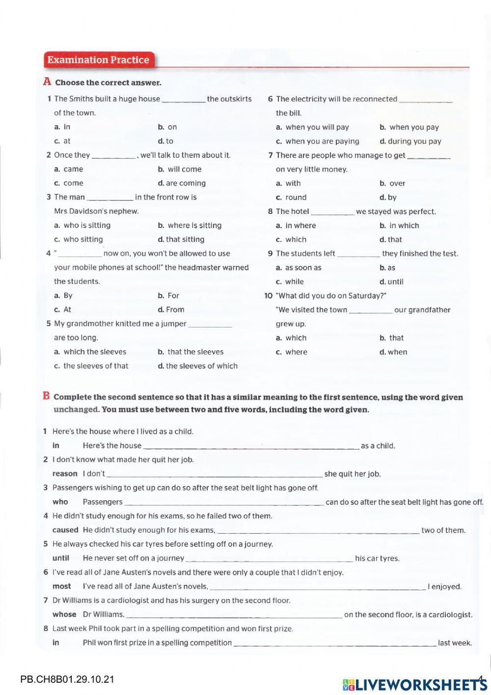 GR8. Advanced h… | Free Interactive Worksheets | 1741852