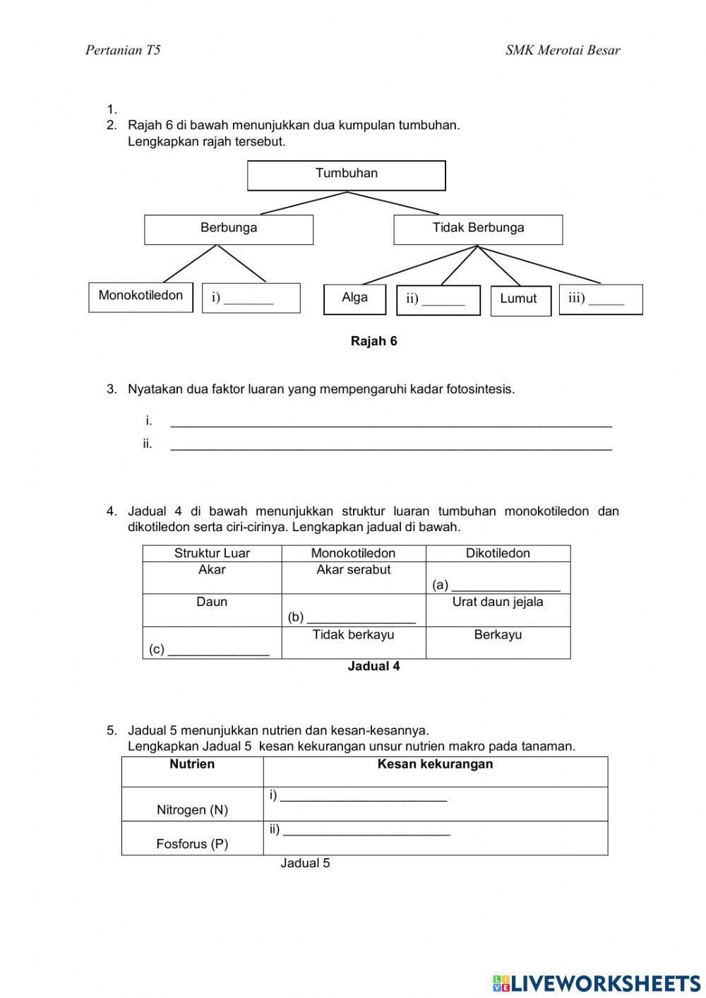 Pertanian online pdf activity | Live Worksheets