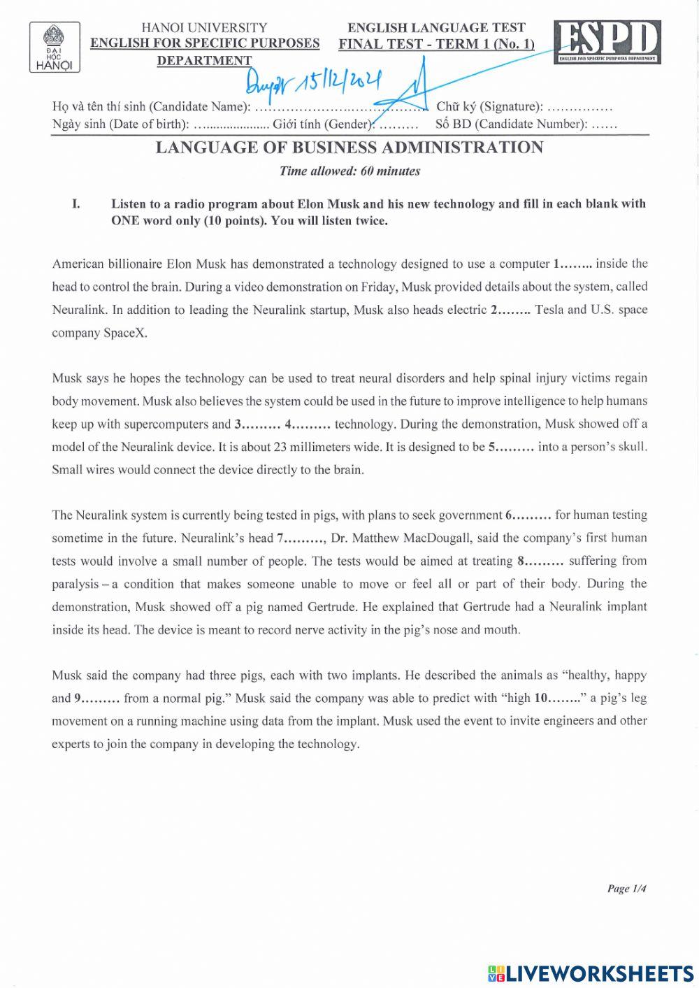 Language of Business Administration final 1849