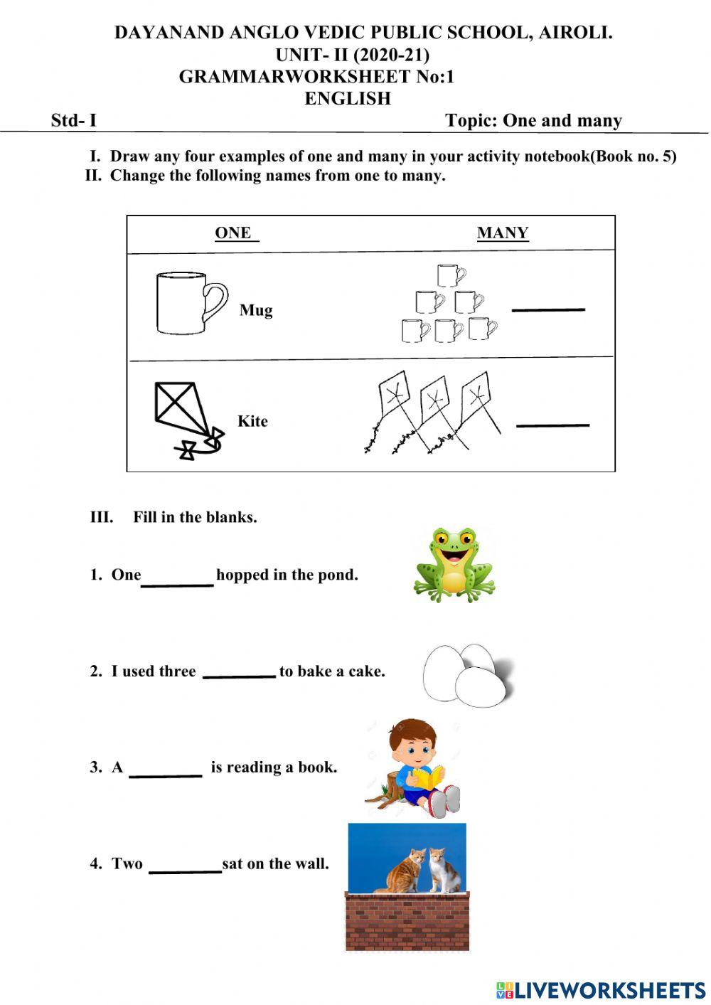 1741978 | One & many | GRW1904 | LiveWorksheets