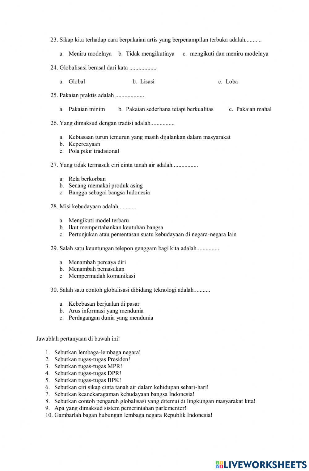 Ujian pat interactive worksheet | Live Worksheets