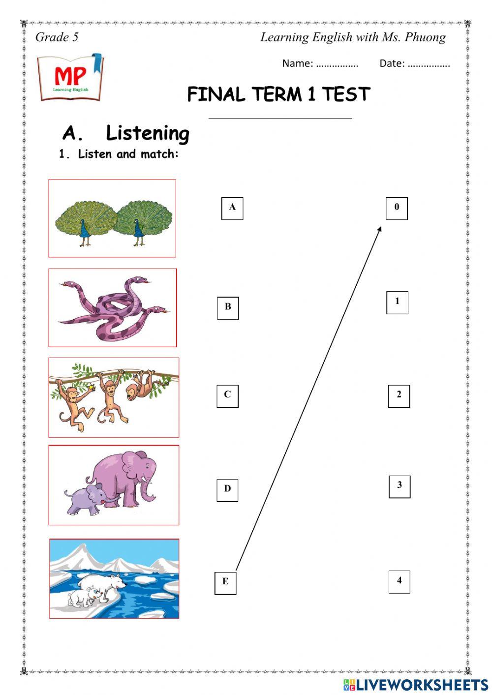 English 5 - Fin… | Free Interactive Worksheets | 1742049