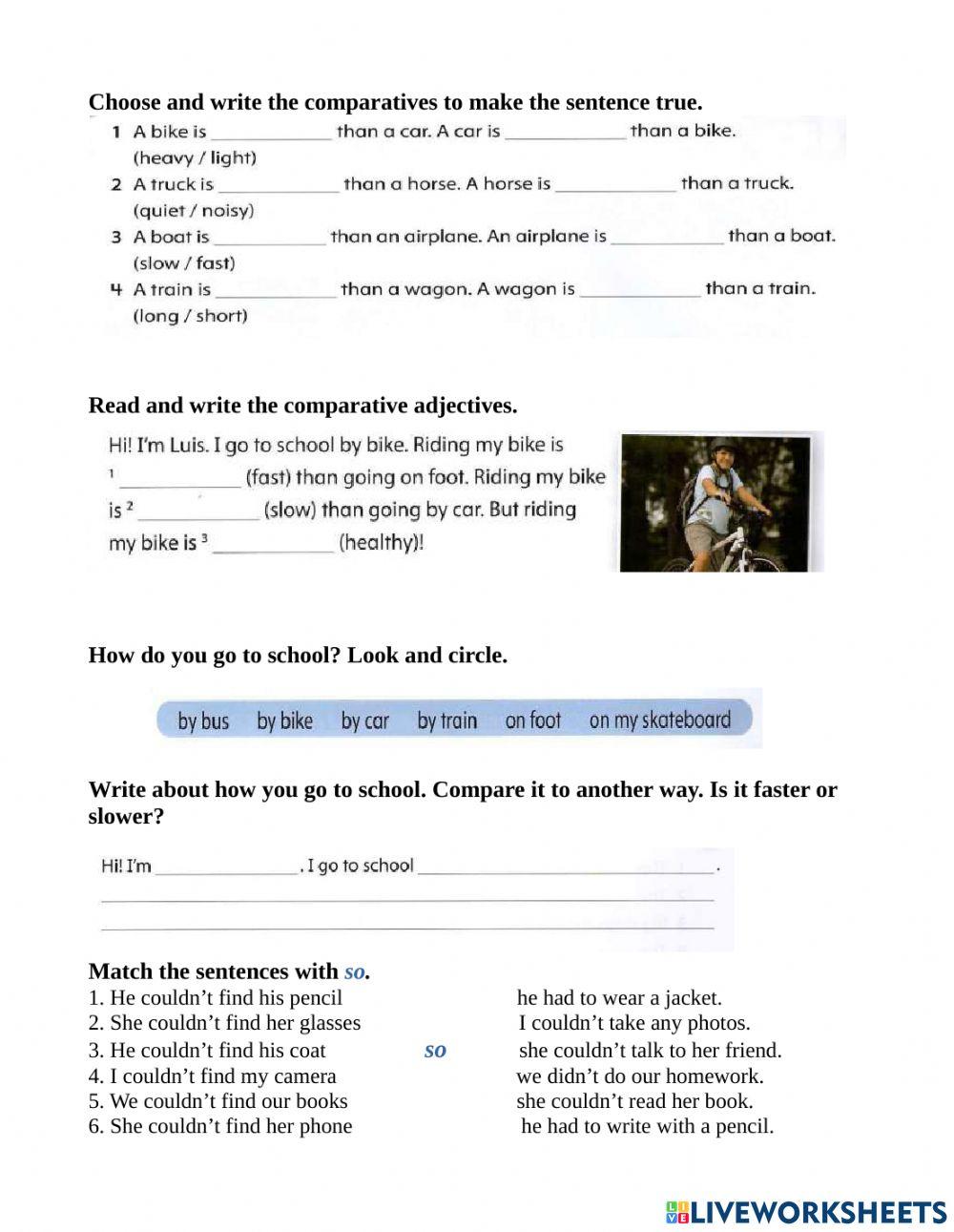 Comparative adjectives online exercise for A1 | Live Worksheets