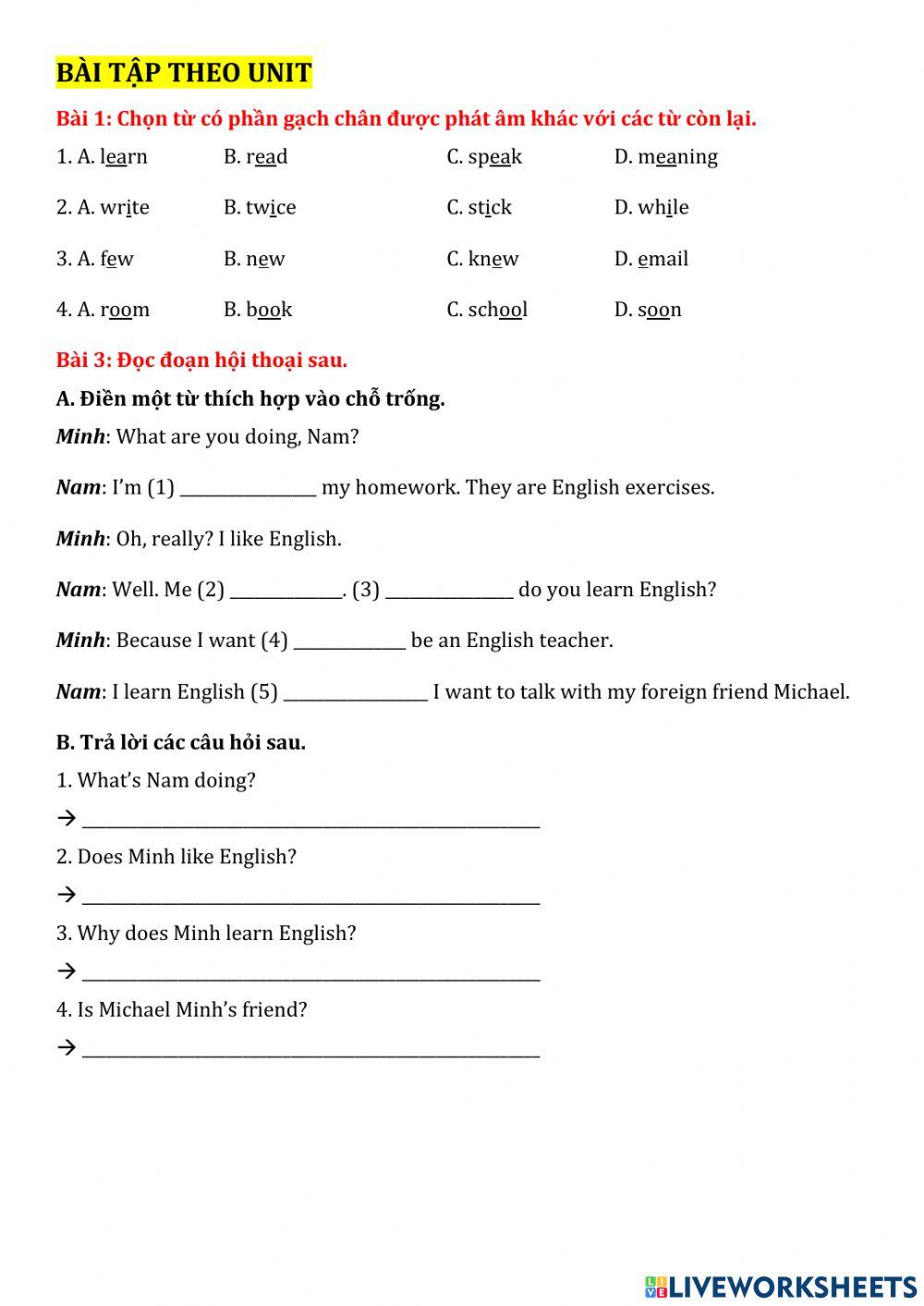 5a bt unit b1,3 u7 worksheet | Live Worksheets