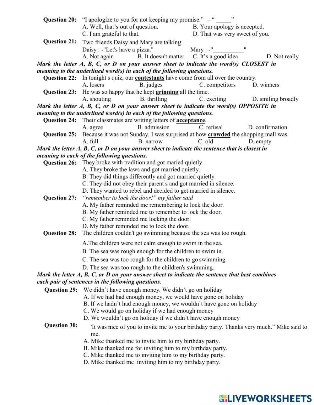 English 11 online activity | Live Worksheets