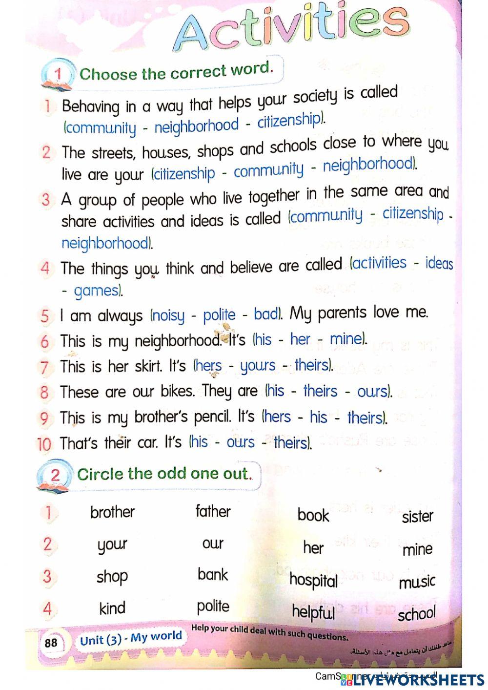 Pg 88 interactive worksheet | Live Worksheets