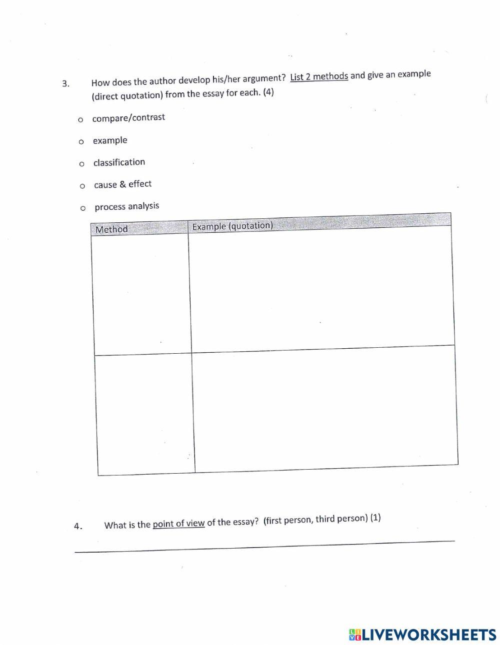 5265609 | Essay Analysis | mhewitt | LiveWorksheets