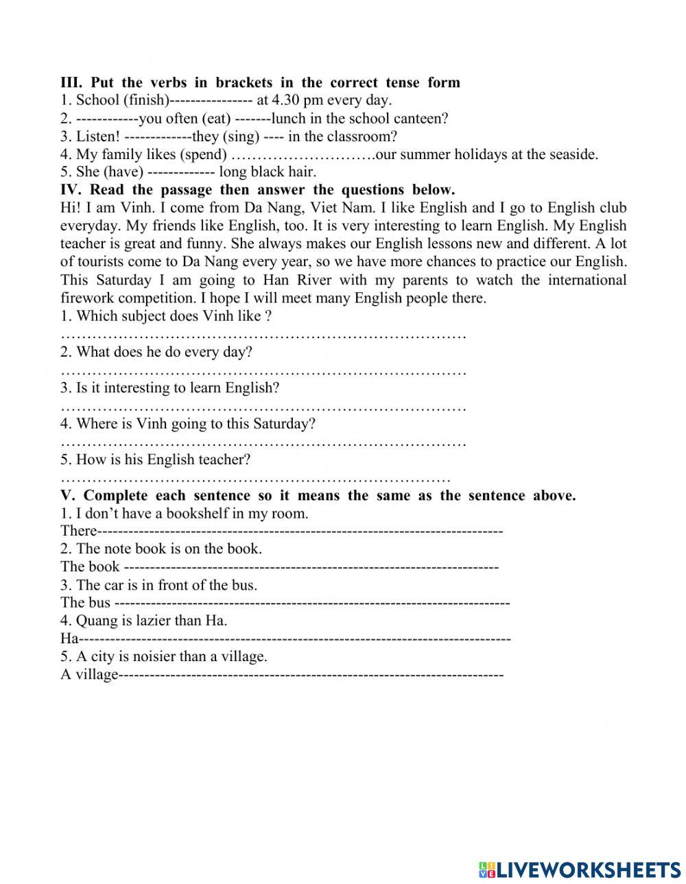 Test 1st term g6 worksheet | Live Worksheets