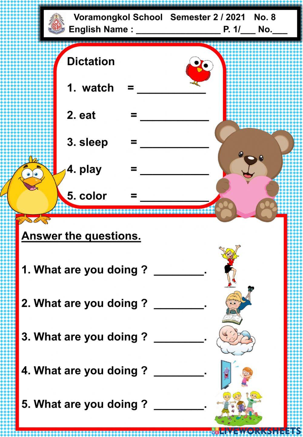 English P.1 W8 online exercise for | Live Worksheets