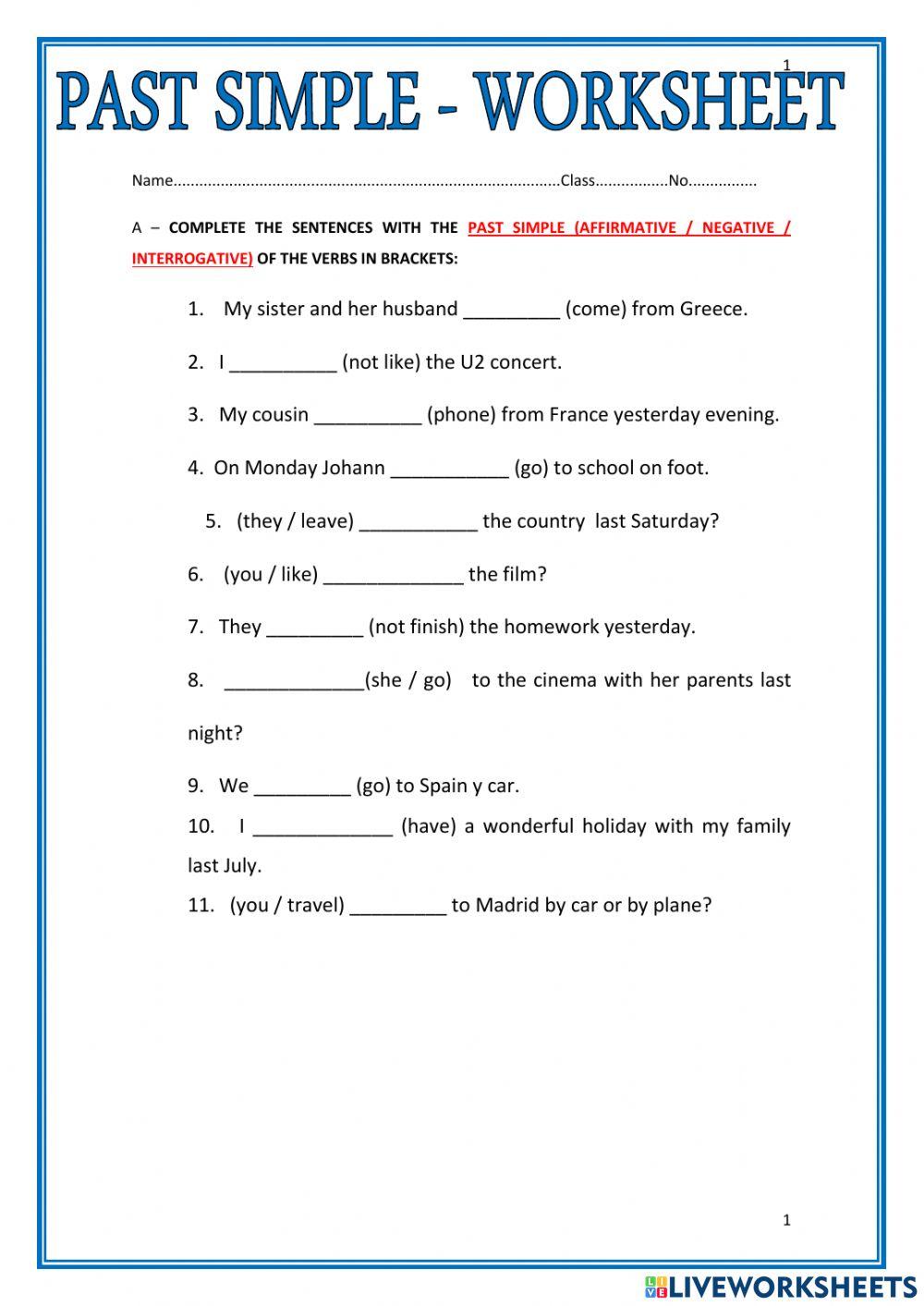 Past simple | Free Interactive Worksheets | 3512198