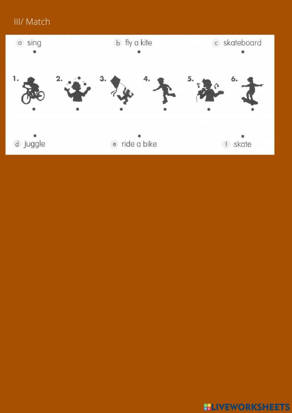 Action free worksheet | Live Worksheets