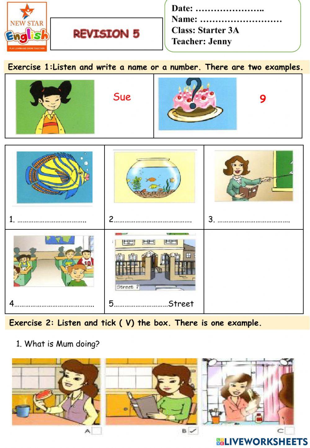 Starters- Revision 5 | JennyNewstar | Live Worksheets