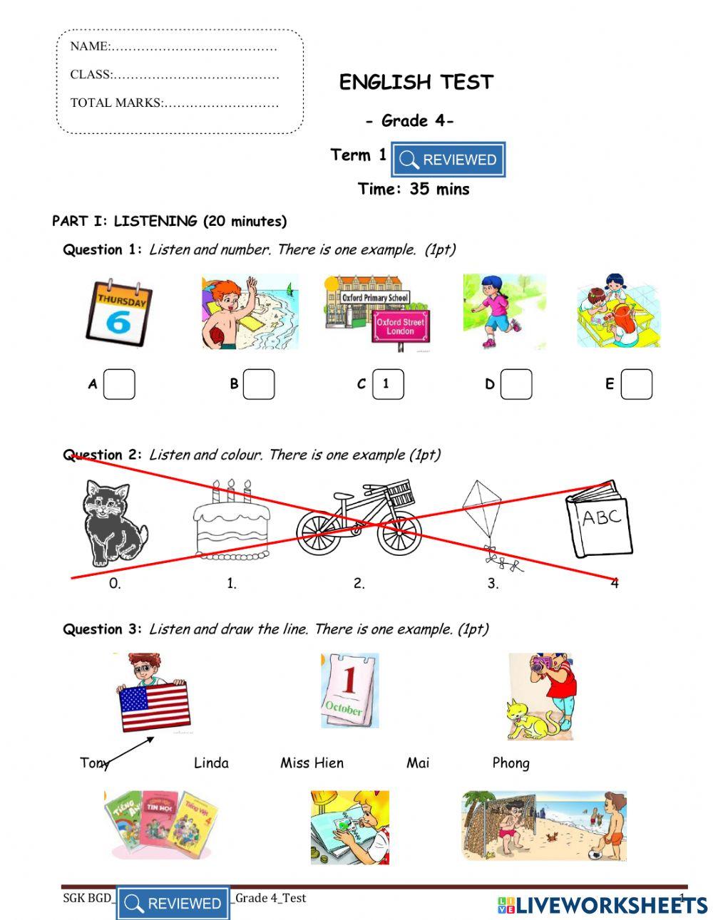 Hk1 grade 4 exercise | Live Worksheets