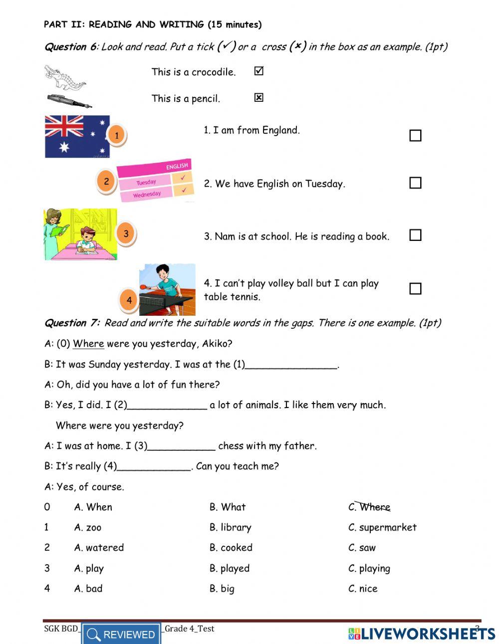 Hk1 grade 4 exercise | Live Worksheets
