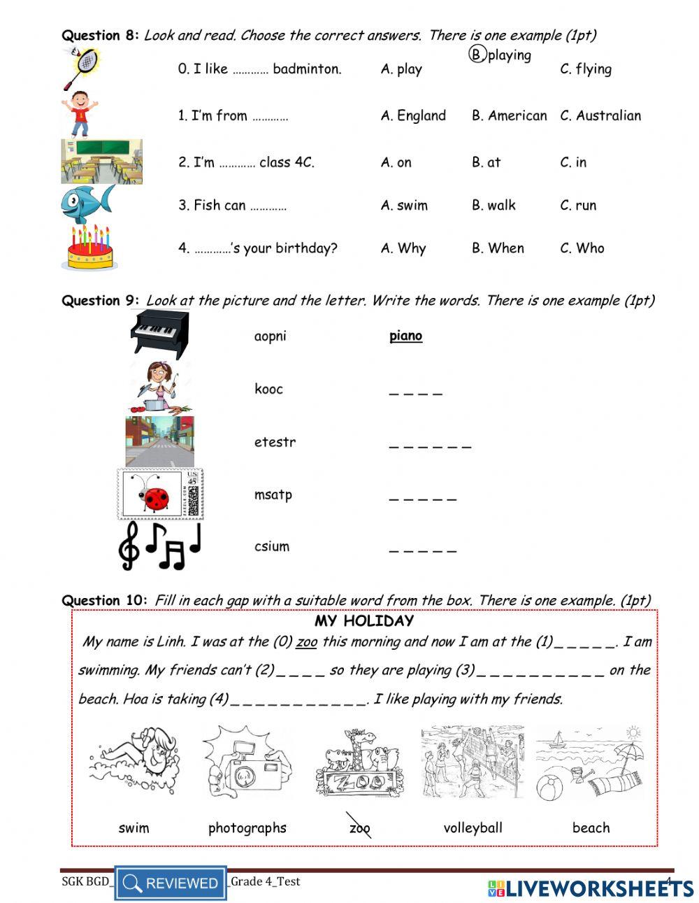 Hk1 grade 4 exercise | Live Worksheets