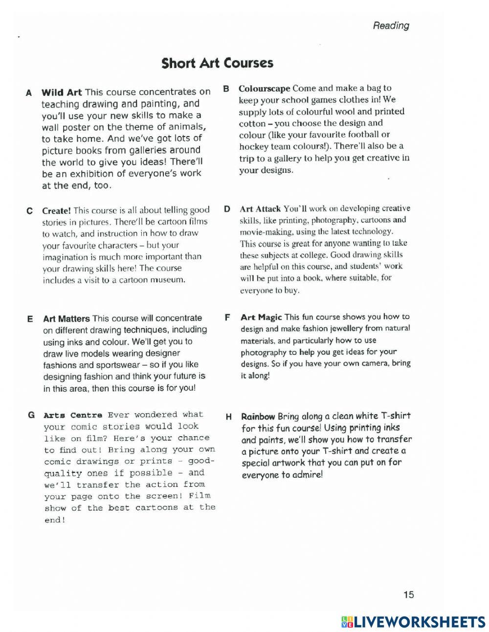 Cambridge - Reading 1 online exercise for | Live Worksheets