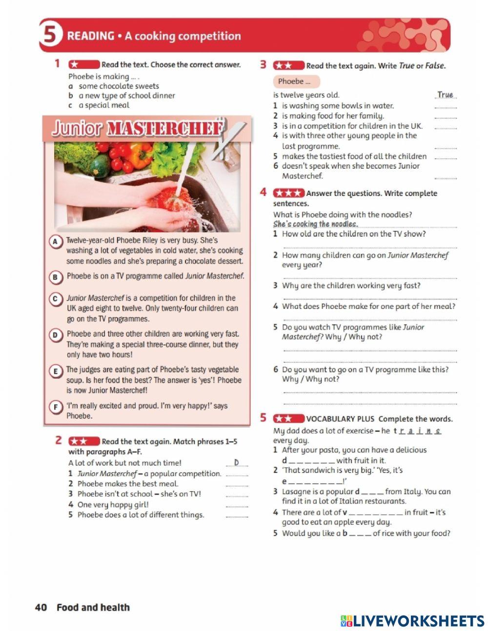 Gr6-U5-Reading worksheet | Live Worksheets