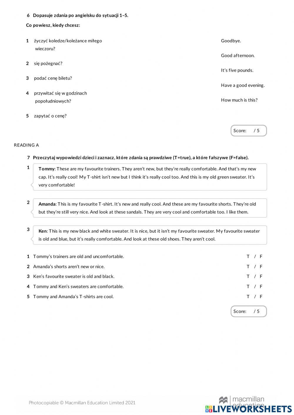 Klasa 4 - Unit 3 online exercise for | Live Worksheets