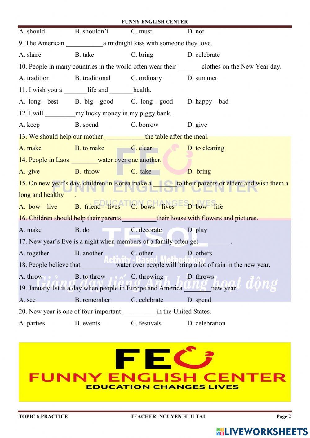 E.6-topic 6-practice worksheet | Live Worksheets