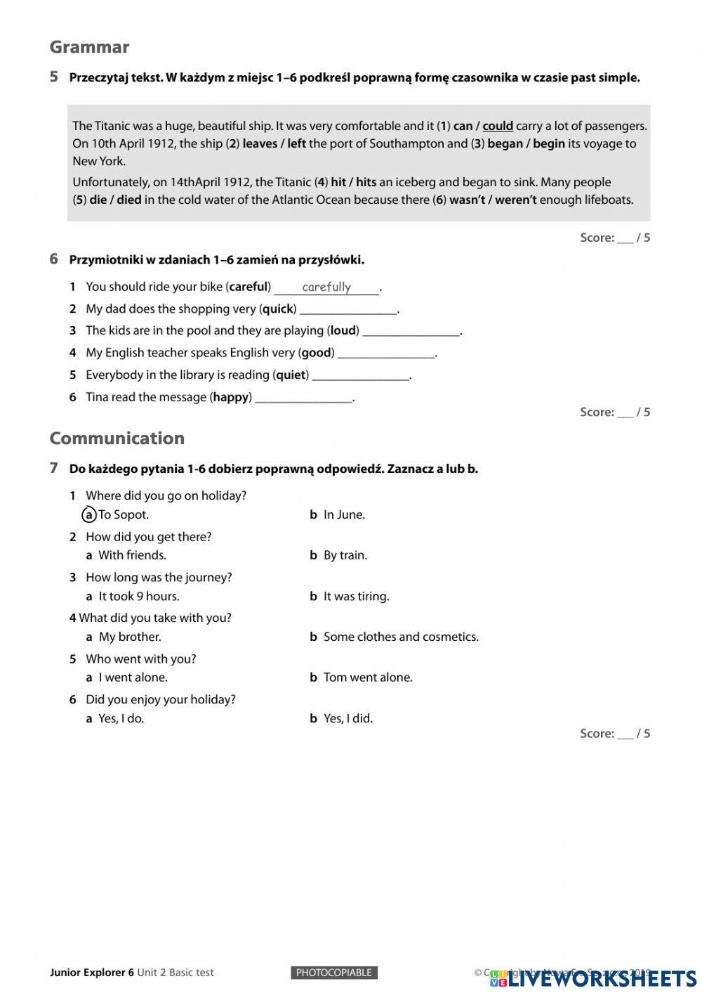 Junior Explorer… | Free Interactive Worksheets | 5265926