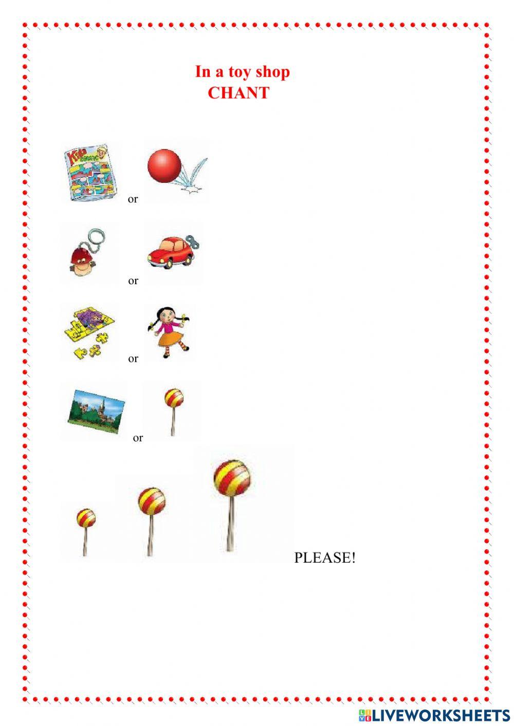 In a toy shop CHANT worksheet | Live Worksheets