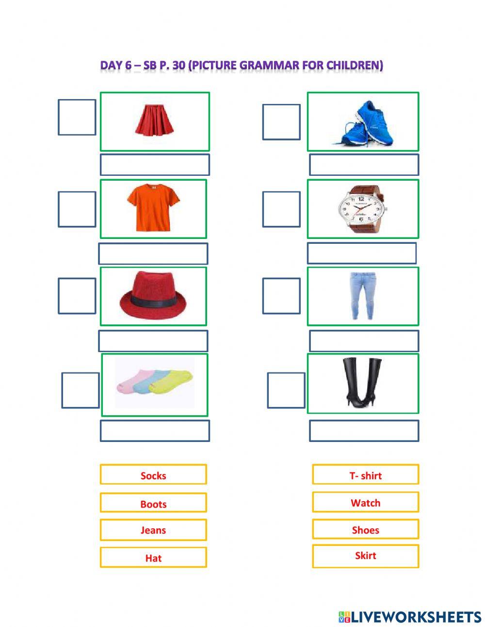 Clothes online exercise for Grade 3 | Live Worksheets
