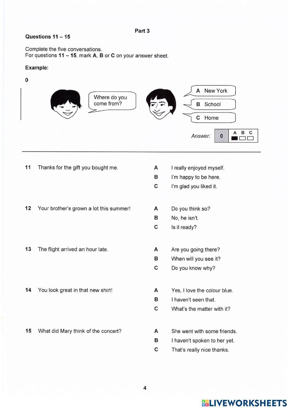 KET - Reading test online exercise for | Live Worksheets