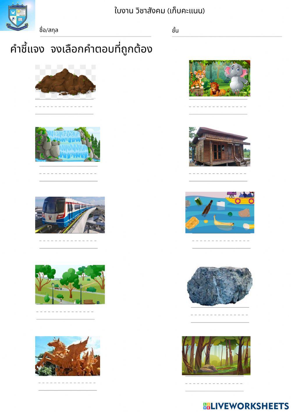 สิ่งต่าง ๆ รอบตัว online exercise for | Live Worksheets