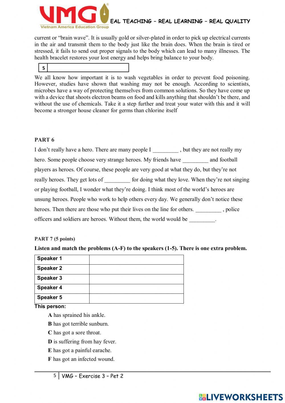 Online practice 3 - Pet 4 worksheet | Live Worksheets