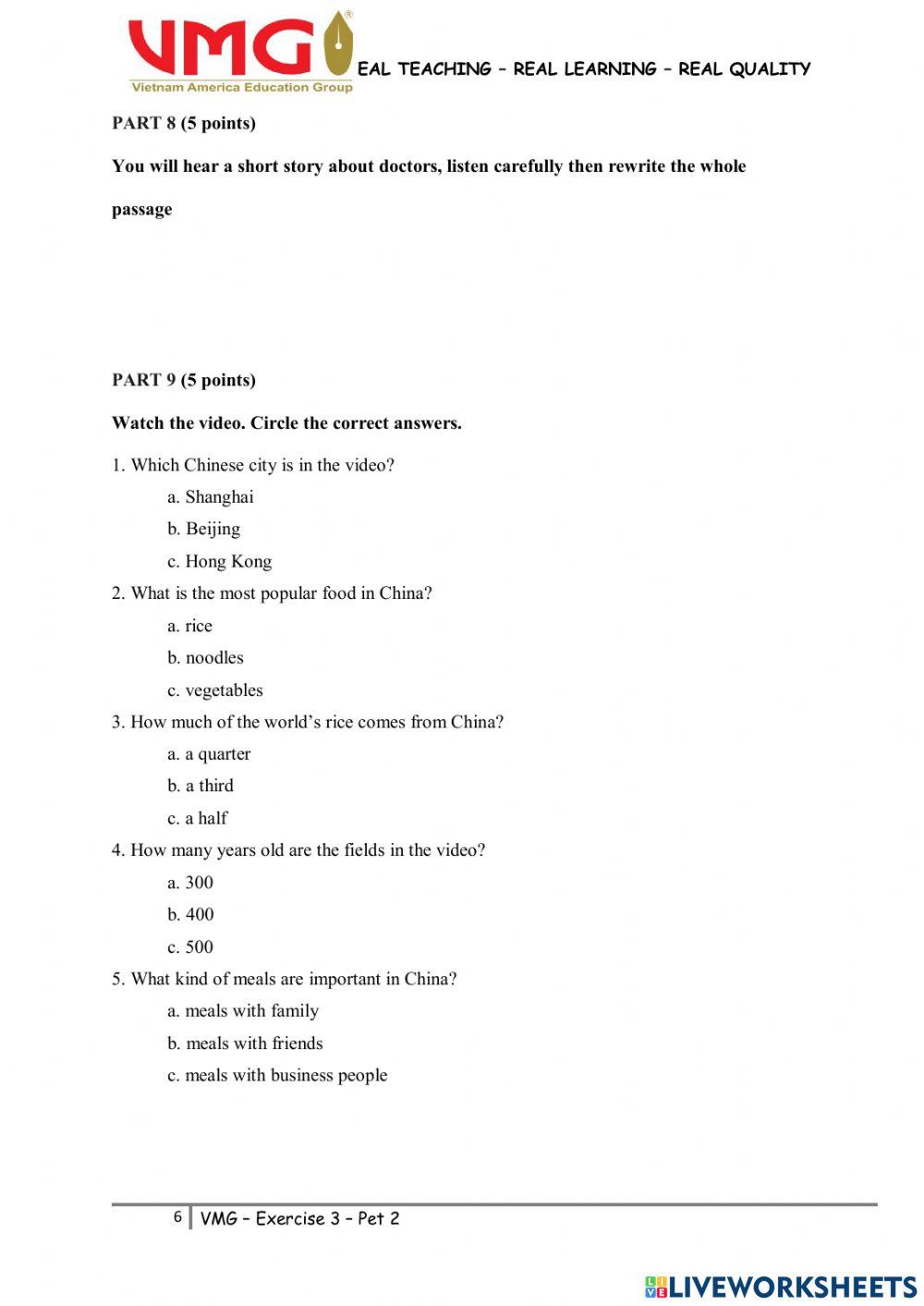 Online practice 3 - Pet 4 worksheet | Live Worksheets