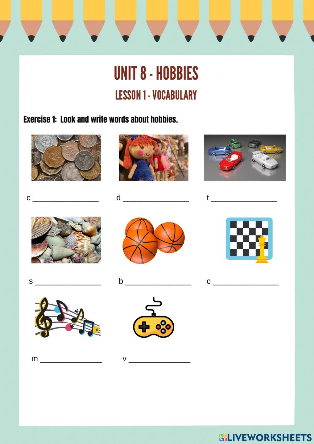 1701175 | Unit 8 Hobbies | Le Bich Ngoc | LiveWorksheets