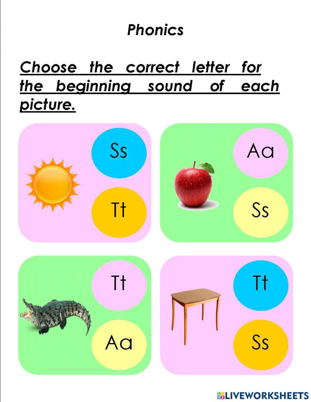 Initial Sounds | Free Interactive Worksheets | 1701184