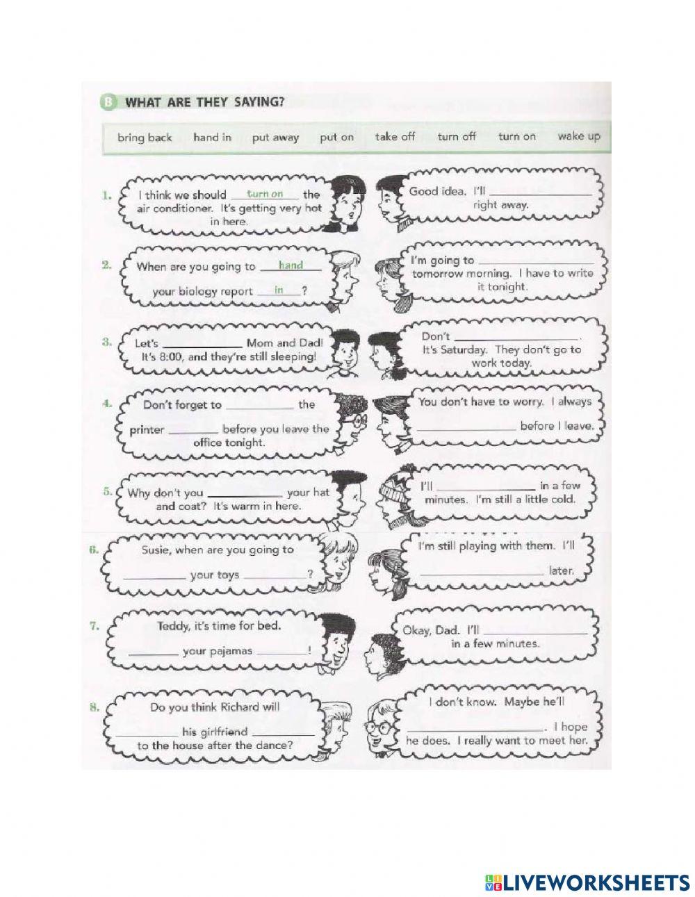 Separable phras… | Free Interactive Worksheets | 1701204