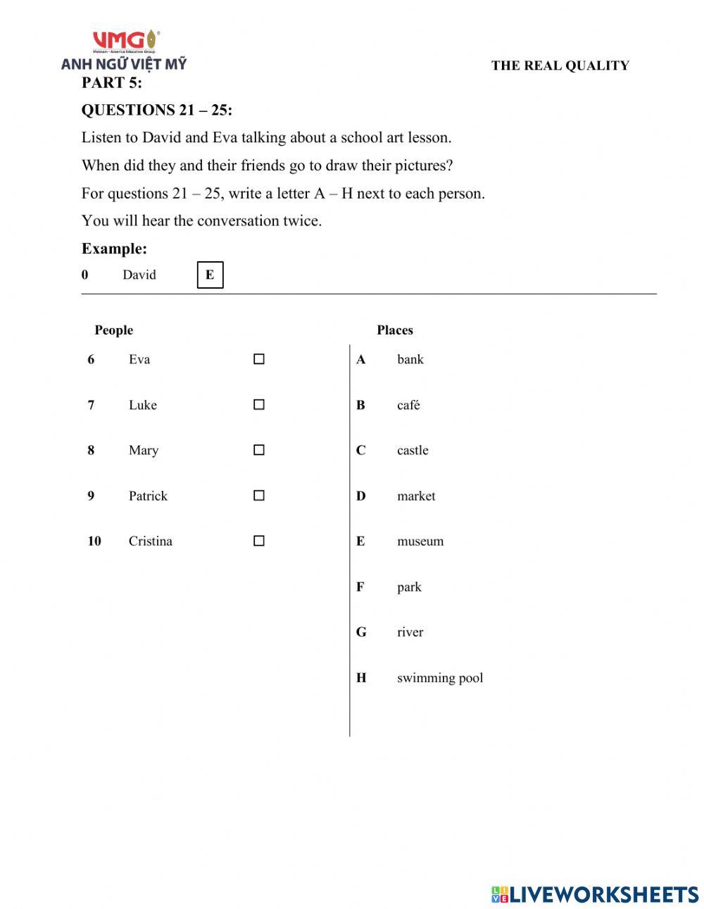 1701587 | Ket 4 - Midterm - Listening | vmgtvx