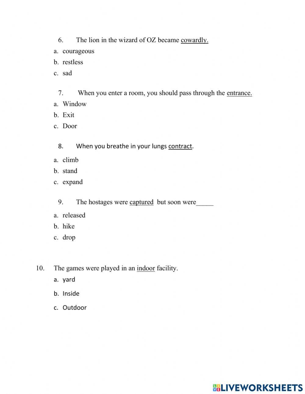 Std 2 Vocabular… | Free Interactive Worksheets | 5255603