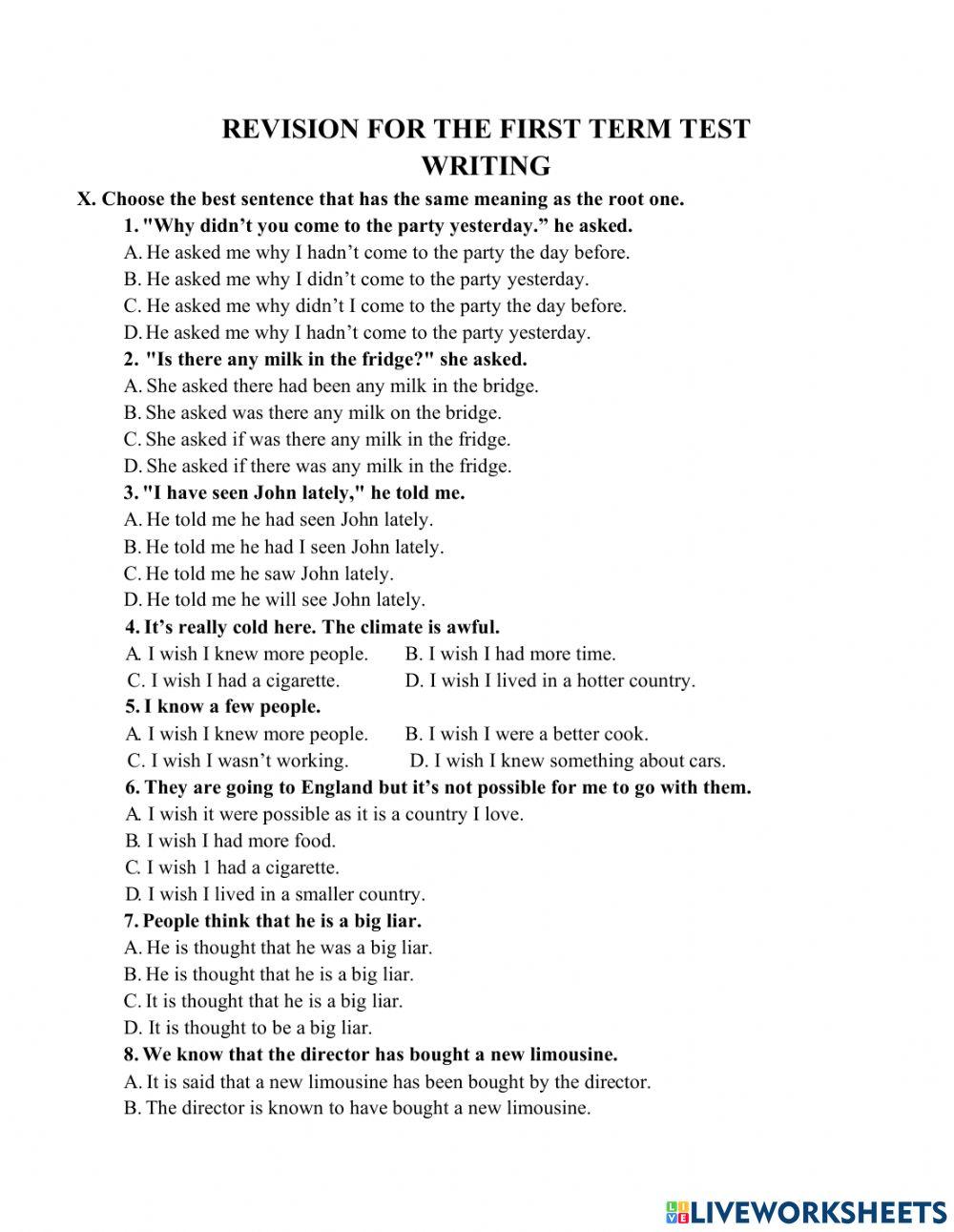 Revision writing Worksheet Live Worksheets Revision writing Worksheet Live Worksheets