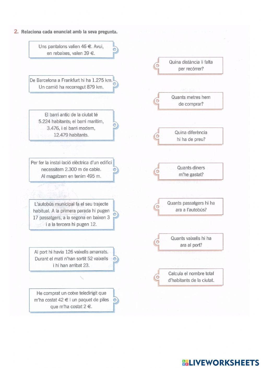 Problemes Deca worksheet | Live Worksheets