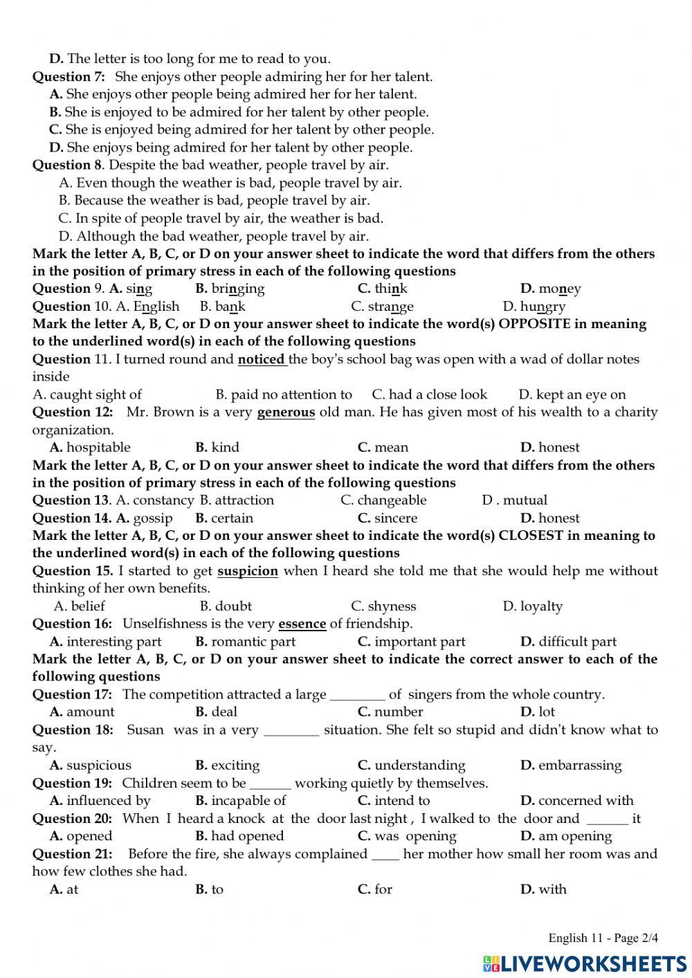 Revision 3 online pdf exercise | Live Worksheets