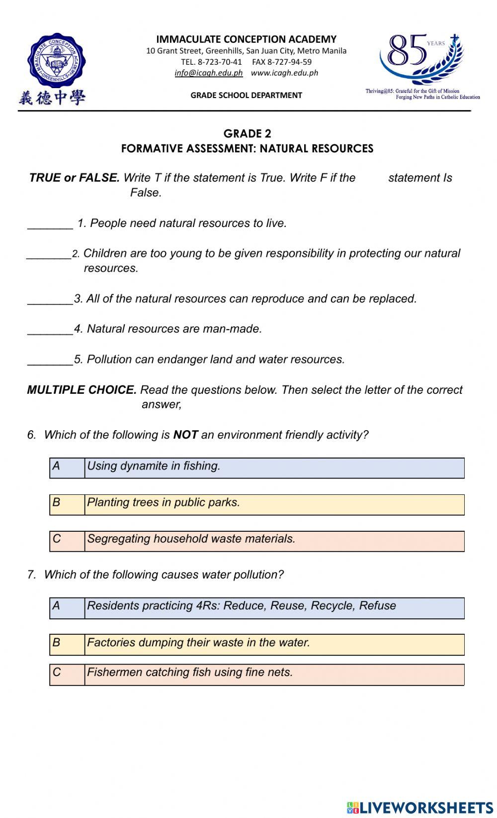 Grade 2: Natural Resources online exercise for | Live Worksheets