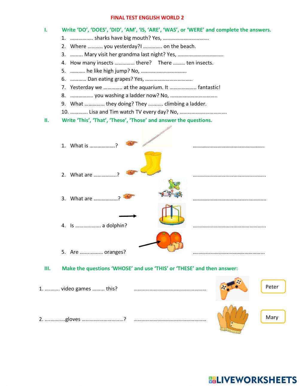 EW2 TEST online exercise for | Live Worksheets