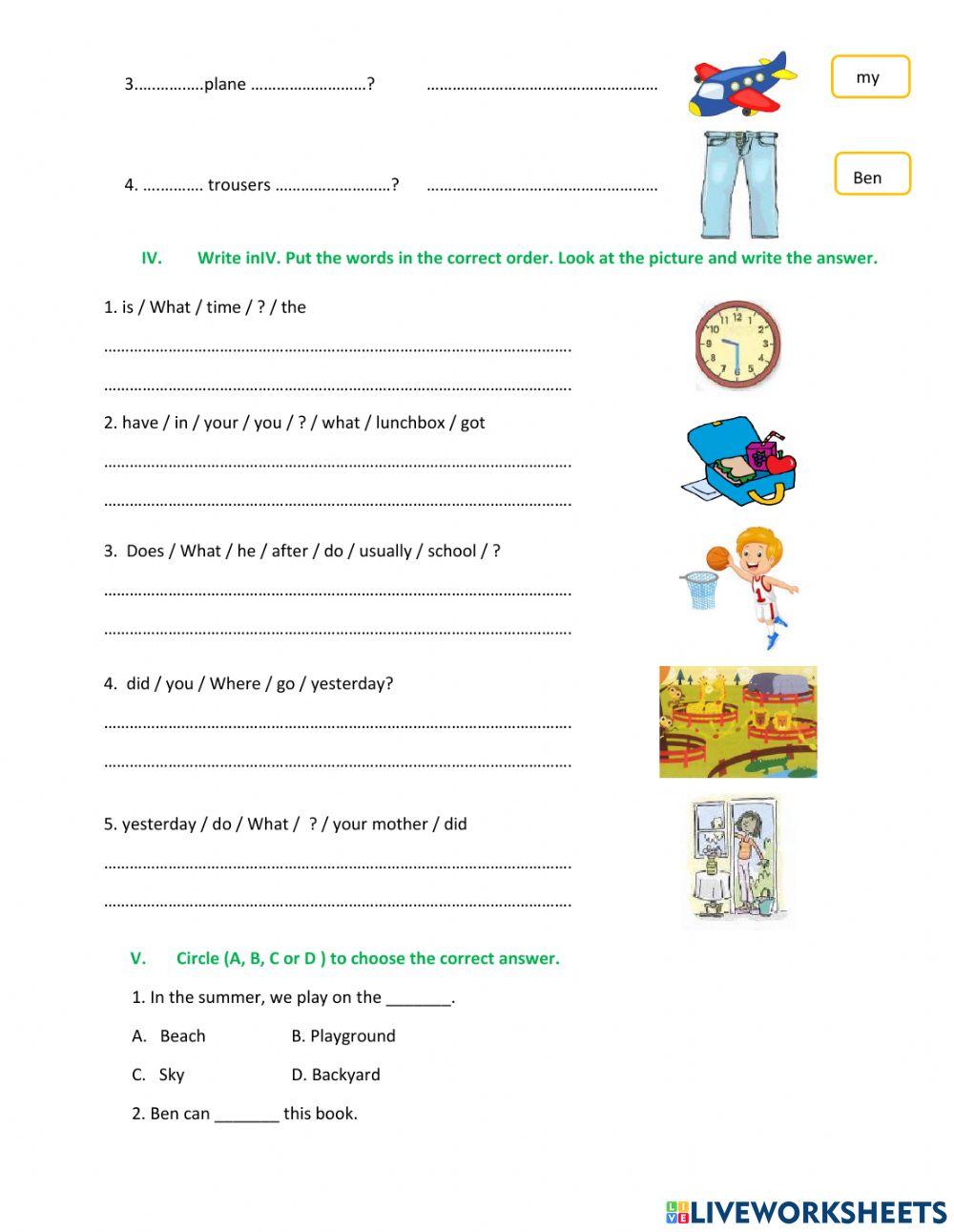 EW2 TEST online exercise for | Live Worksheets